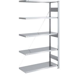 eurokraft pro Schwerlast-Steckregal, verzinkt, Regalhöhe 2000 mm, Anbauregal, BxT 1000 x 500 mm