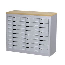 PAPERFLOW Sortierstation, mit Schubladen, 3 Reihen, 24 Schubladen, alufarben