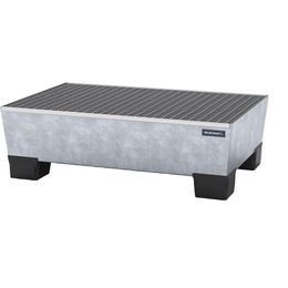 eurokraft pro Stahl-Auffangwanne mit Kunststoff-Füßen, LxBxH 1240 x 815 x 360 mm, feuerverzinkt, mit Gitterrost