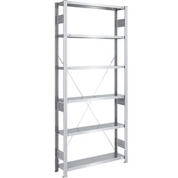 eurokraft pro Schwerlast-Steckregal, verzinkt, Regalhöhe 2500 mm, Grundregal, BxT 1000 x 300 mm