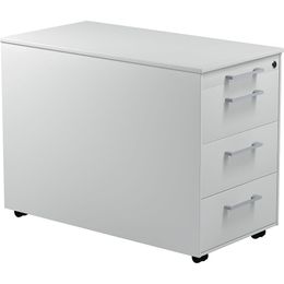 Mauser Schubladencontainer auf Rollen, HxT 570 x 800 mm, 3 Schubladen, lichtgrau / lichtgrau / lichtgrau