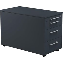 Mauser Schubladencontainer auf Rollen, HxT 520 x 800 mm, 3 Materialschübe, anthrazitgrau / anthrazitgrau / anthrazitgrau