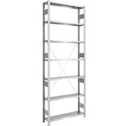 eurokraft pro Schwerlast-Steckregal, verzinkt, Regalhöhe 3000 mm, Grundregal, BxT 1000 x 300 mm
