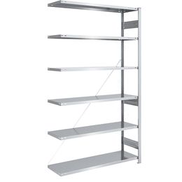 eurokraft pro Großfach-Steckregal, verzinkt, Höhe 2500 mm, Feldlast 2500 kg, Anbauregal, BxT 1300 x 500 mm