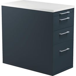 Mauser Schubladencontainer mit Sockel, Höhe 720 mm, 2 Materialschübe, 1 Hängeregistratur, anthrazitgrau / anthrazitgrau / lichtgrau
