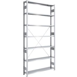 eurokraft pro Schwerlast-Steckregal, verzinkt, Regalhöhe 3000 mm, Grundregal, BxT 1300 x 300 mm