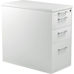 Mauser Schubladencontainer mit Sockel, Höhe 720 mm, 2 Materialschübe, 1 Hängeregistratur, lichtgrau / lichtgrau / lichtgrau