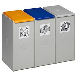 Var Wertstoffsammler aus Kunststoff, Station mit je 40 l Volumen, 3-fach-Sammler