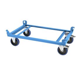 eurokraft pro Fahrgestell aus Stahl, f&uuml;r Paletten 1000 x 800 mm, Tragf&auml;higkeit 1000 kg, Ladeh&ouml;he 280 mm, blau, ab 10 Stk