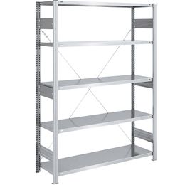 eurokraft pro Schwerlast-Steckregal, verzinkt, Regalhöhe 2000 mm, Grundregal, BxT 1300 x 500 mm