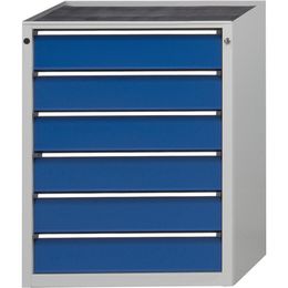 ANKE Schubladenschrank ohne Platte, Breite 760 mm, Schubladentraglast 200 kg, 6 Schubladen à 150 mm, Front enzianblau