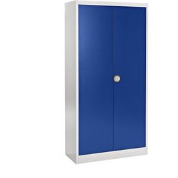 Mauser Stahlschrank mit Einschwenktüren, 4 Fachböden, Tiefe 420 mm, lichtgrau / ultramarin