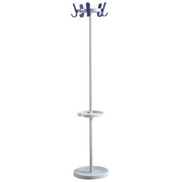 eurokraft pro Garderobenständer mit 5 Haken, Höhe 1680 mm, Ø 350 mm, Hakenfarbe Blau
