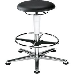 bimos Reinraum-Arbeitshocker, Kunstlederbezug leitfähig, mit Gleitern und Fußring, Höhenverstellbereich 570 - 850 mm