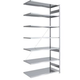 eurokraft pro Großfach-Steckregal, verzinkt, Höhe 3000 mm, Feldlast 1700 kg, Anbauregal, BxT 1300 x 800 mm