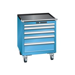 LISTA Schubladenschrank, Breite 564 mm, fahrbar, 5 Schubladen, HxT 723 x 572 mm, lichtblau
