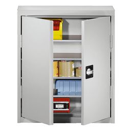 eurokraft pro Materialschrank aus Stahlblech, Höhe 780 mm, lichtgrau RAL 7035, 4 Böden