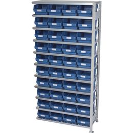 STEMO Steckregal mit Regalkästen, Regalhöhe 2100 mm, Anbauregal, Tiefe 400 mm, 40 Kästen blau