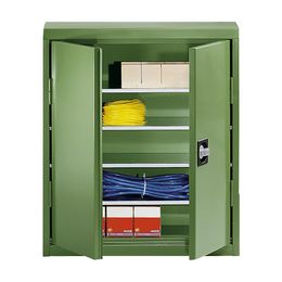 eurokraft pro Materialschrank aus Stahlblech, Höhe 780 mm, resedagrün RAL 6011, 4 Böden