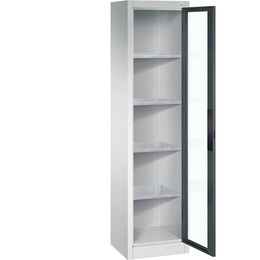 C+P Sichtfenster-Flügeltürschrank, HxBxT 1950 x 502 x 400 mm, 4 Fachböden, lichtgrau / anthrazitgrau