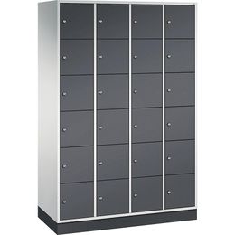 C+P 6er-Schließfachschrank Intro, 4 Abteile, Korpus lichtgrau, Türen schwarzgrau