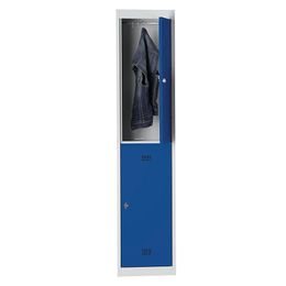 Wolf Doppelstock-Spind Hamburg, 1 Abteil, Breite 400 mm, Anbauelement, lichtgrau / enzianblau