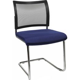 Topstar Besucherstuhl, stapelbar, Freischwinger, Netz-Rückenlehne, VE 2 Stk, blau