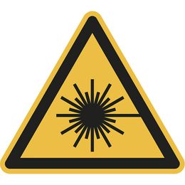 Warnkennzeichen, Warnung vor Laserstrahl, VE 10 Stk, Folie, Schenkellänge 100 mm kaiserkraft