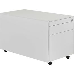 Mauser Schubladencontainer mit Rollen, HxT 520 x 800 mm, 1 Materialschub, 1 Hängeregistratur, lichtgrau / lichtgrau / lichtgrau