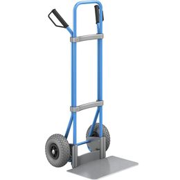 eurokraft pro Sackkarre, blau, Schaufel-BxT 450 x 350 mm, verzinkt, PU-Bereifung, ab 5 Stk