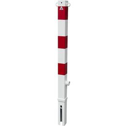 Schake Absperrpfosten, 70 x 70 mm, weiß / rot, herausnehmbar, mit 2 Ösen