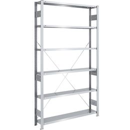 eurokraft pro Großfach-Steckregal, verzinkt, Höhe 2500 mm, Feldlast 2500 kg, Grundregal, BxT 1300 x 300 mm