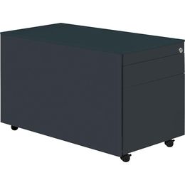 Mauser Schubladencontainer mit Rollen, HxT 520 x 800 mm, 1 Materialschub, 1 Hängeregistratur, anthrazitgrau / anthrazitgrau / anthrazitgrau