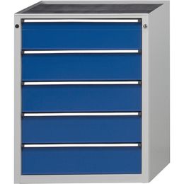 ANKE Schubladenschrank ohne Platte, Breite 910 mm, Schubladentraglast 200 kg, 5 Schubladen, Front enzianblau