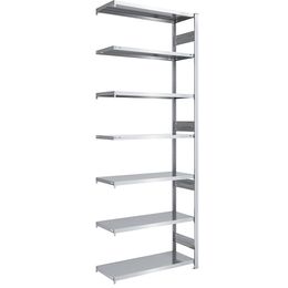 hofe Schwerlast-Steckregal, verzinkt, beidseitig, Regalhöhe 3000 mm, 7 Böden, Anbauregal, BxT 1000 x 500 mm