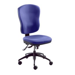 eurokraft pro Bürostuhl, Rückenlehnenhöhe 600 mm, Punktsynchron-Mechanik, Muldensitz, ohne Armlehnen, Bezug blau