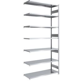 hofe Schwerlast-Steckregal, verzinkt, beidseitig, Regalhöhe 3000 mm, 7 Böden, Anbauregal, BxT 1300 x 600 mm