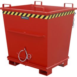 eurokraft pro Konischer Klappbodenbehälter, Volumen 1,0 m³, Traglast 2000 kg, rot RAL 3000