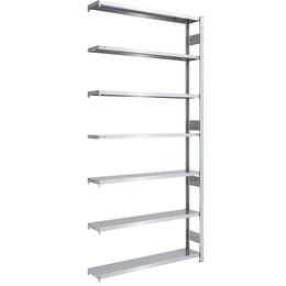hofe Schwerlast-Steckregal, verzinkt, beidseitig, Regalhöhe 3000 mm, 7 Böden, Anbauregal, BxT 1300 x 300 mm