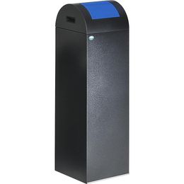 Var Selbstlöschender Wertstoffsammler, Volumen 89 l, HxBxT 1045 x 320 x 320 mm, antiksilber, Klappe blau
