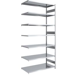 hofe Schwerlast-Steckregal, verzinkt, beidseitig, Regalhöhe 3000 mm, 7 Böden, Anbauregal, BxT 1300 x 800 mm