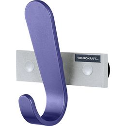 eurokraft pro Garderobenleiste, 1 Mantelhaken, HxBxT 130 x 120 x 60 mm, VE 2 Stück, Hakenfarbe Blau