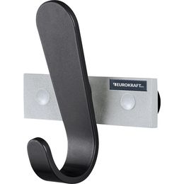 eurokraft pro Garderobenleiste, 1 Mantelhaken, HxBxT 130 x 120 x 60 mm, VE 2 Stück, Hakenfarbe Schwarz
