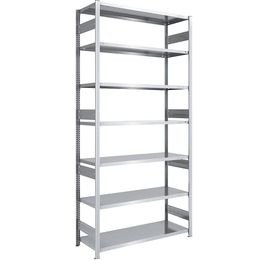 hofe Schwerlast-Steckregal, verzinkt, beidseitig, Regalhöhe 3000 mm, 7 Böden, Grundregal, BxT 1300 x 600 mm