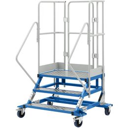 eurokraft pro Plattformtreppe, mit Aluminiumeinlagen, Plattformgr&ouml;&szlig;e 810 x 510 mm, 3 Stufen