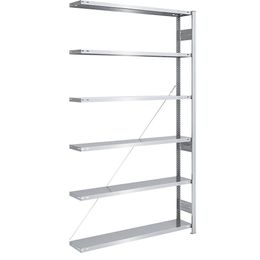 eurokraft pro Großfach-Steckregal, verzinkt, Höhe 2500 mm, Feldlast 2500 kg, Anbauregal, BxT 1300 x 300 mm