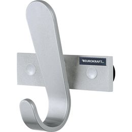 eurokraft pro Garderobenleiste, 1 Mantelhaken, HxBxT 130 x 120 x 60 mm, VE 2 Stück, Hakenfarbe Silber