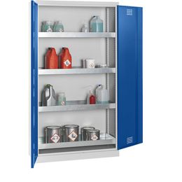 eurokraft pro Umweltschrank, mit 4 Wannenböden, Türen enzianblau