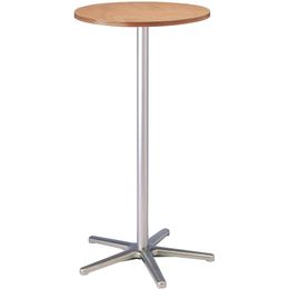 Maul Stehtisch, Ø 600 mm, 1100 mm hoch, Gestell silber, Platte Buche-Dekor