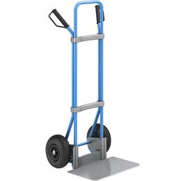 eurokraft pro Sackkarre, blau, Schaufel-BxT 450 x 350 mm, verzinkt, Luftbereifung, ab 5 Stk